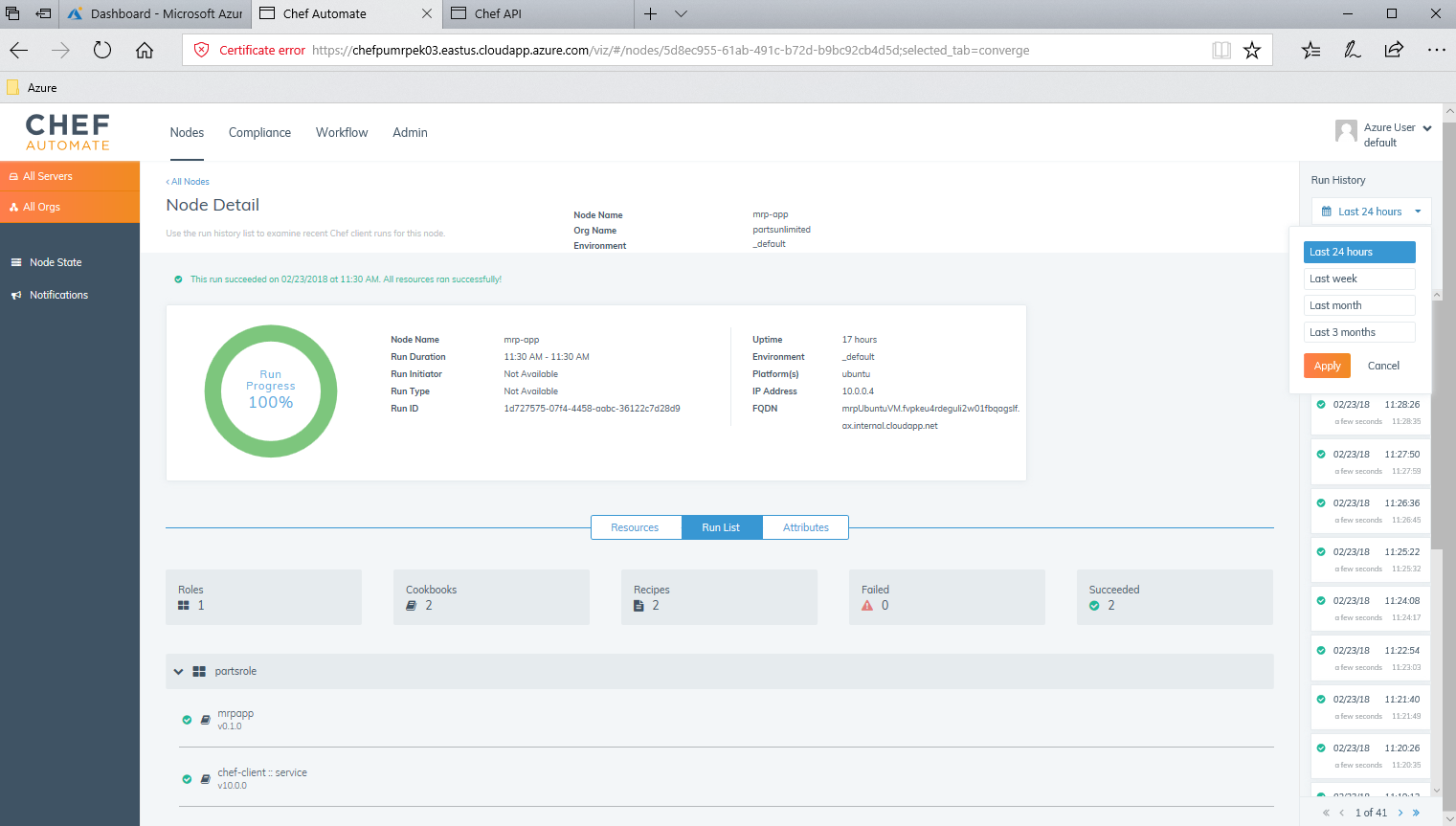 PartsUnlimitedMRP : Deploy app with Chef on Azure