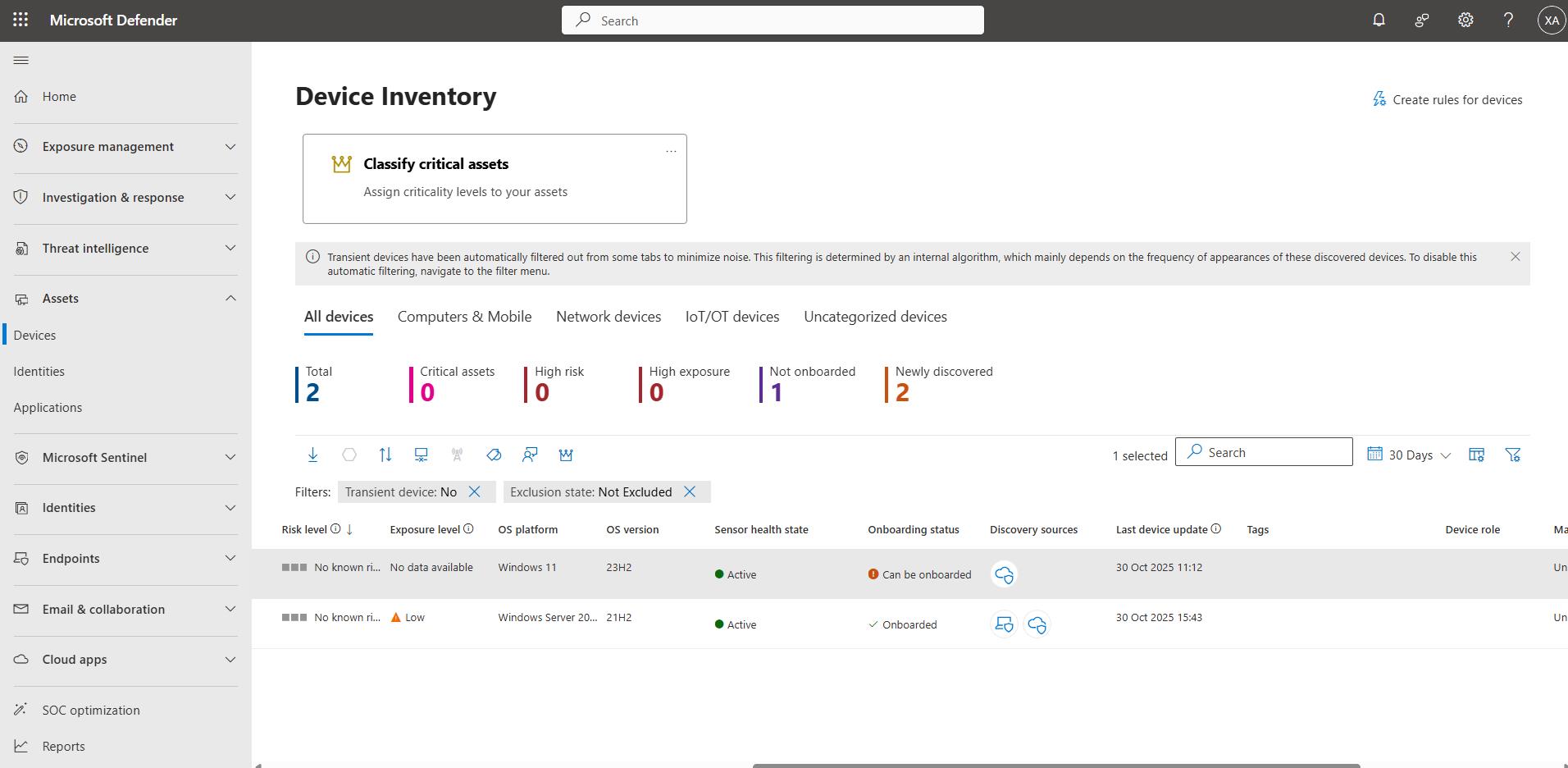 02: Verify identity sensors and endpoint onboarding health | TechWorkshop L300 XDR SOC Operations