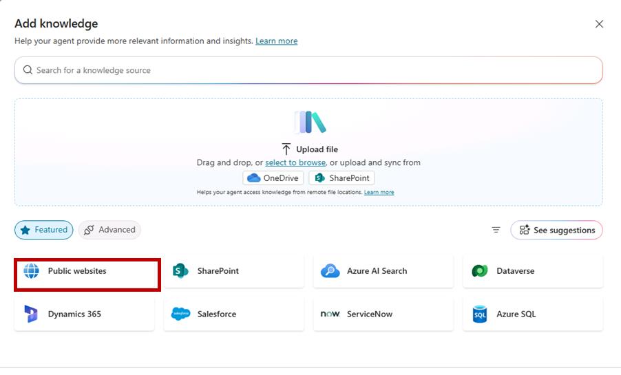 Configure a website knowledge source | TechWorkshop L300 - Designing your own Copilot with ...