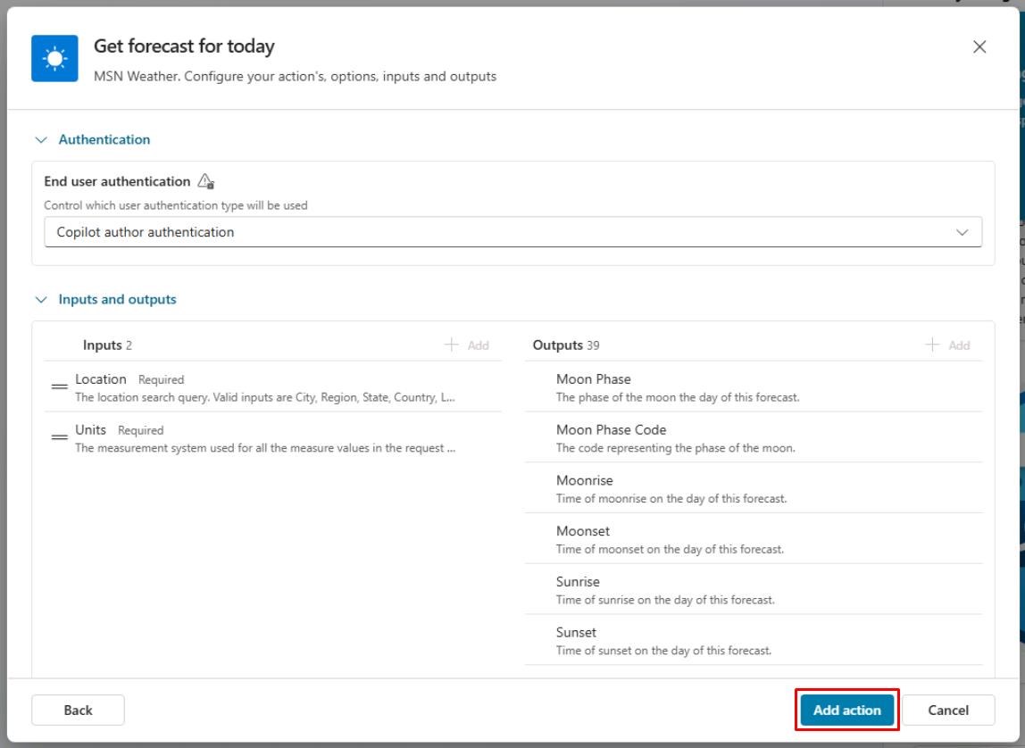 Create an action | Designing your own copilot using Copilot Studio
