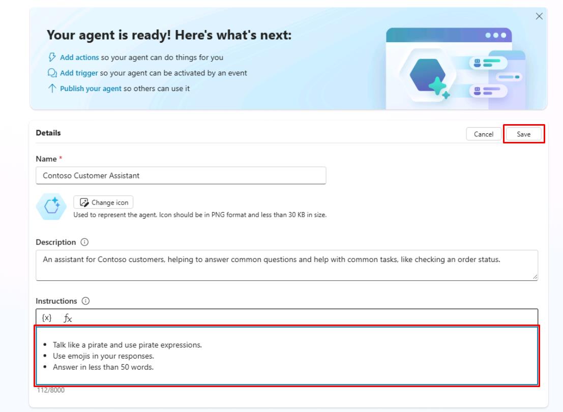 Configure custom instructions for Generative AI Orchestration | Designing your own copilot using ...