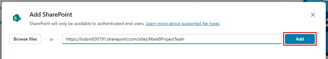 Configure a SharePoint knowledge source | Designing your own copilot using Copilot Studio