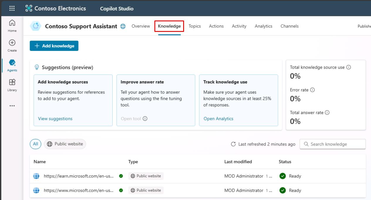 Configure the Files knowledge source | Designing your own copilot using Copilot Studio