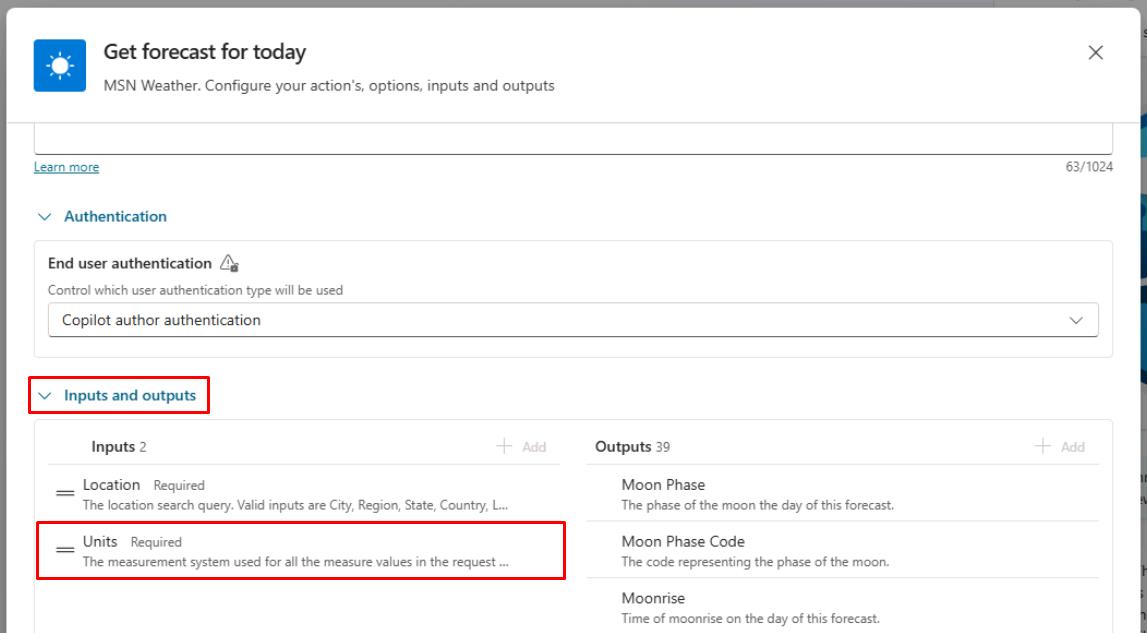 Create an action | Designing your own copilot using Copilot Studio