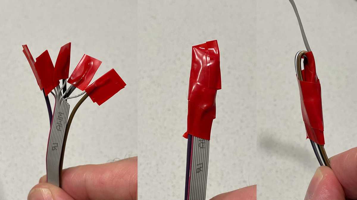 Put electrical (insulating) tape around each twisted wire,then around ...