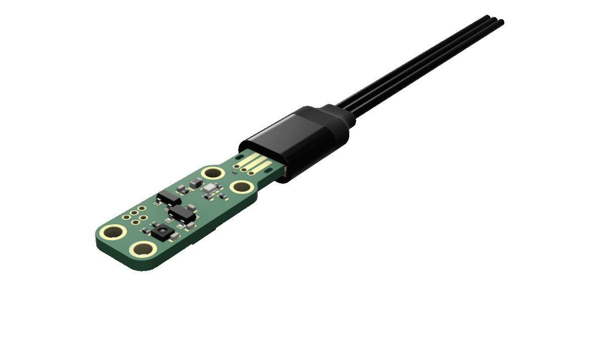 A rendering of a Jacdac cable connecting both ways.
